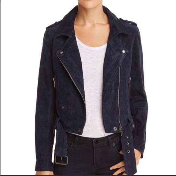 Vigoss | Jackets & Coats | Vigoss Blue Suede Moto Jacket | Poshmark